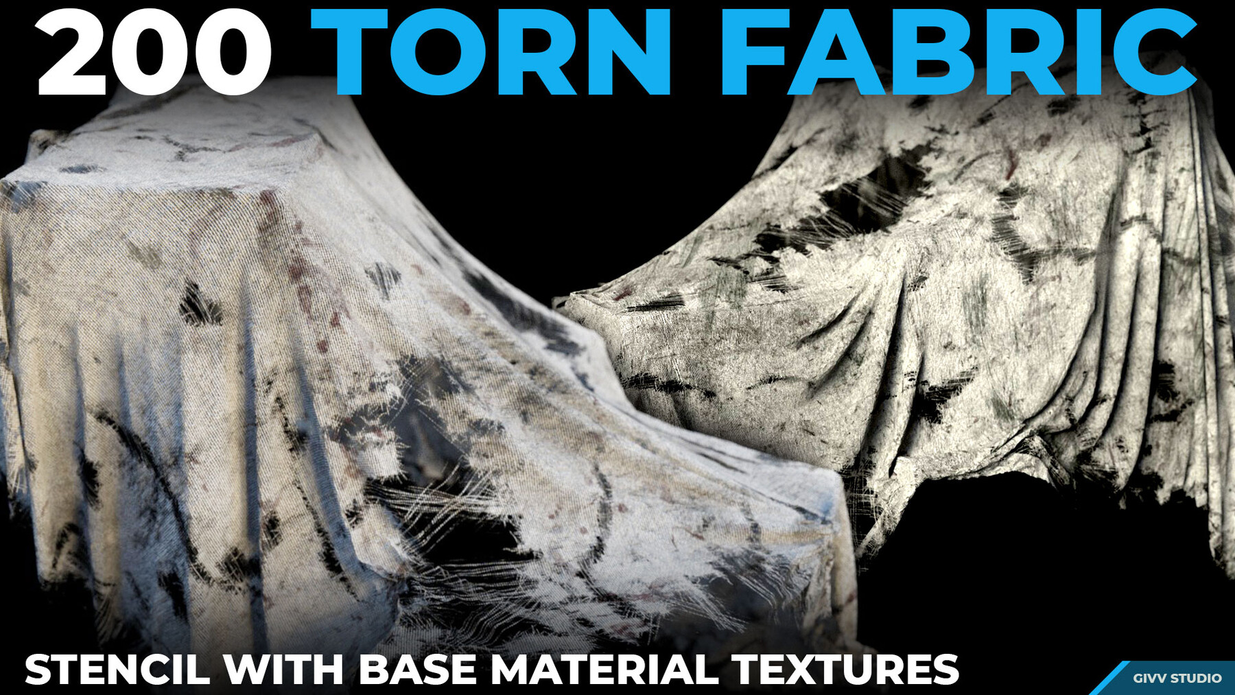 ArtStation - 200 Torn Fabric (Stencils with Base Material/Tutorial/4k ...