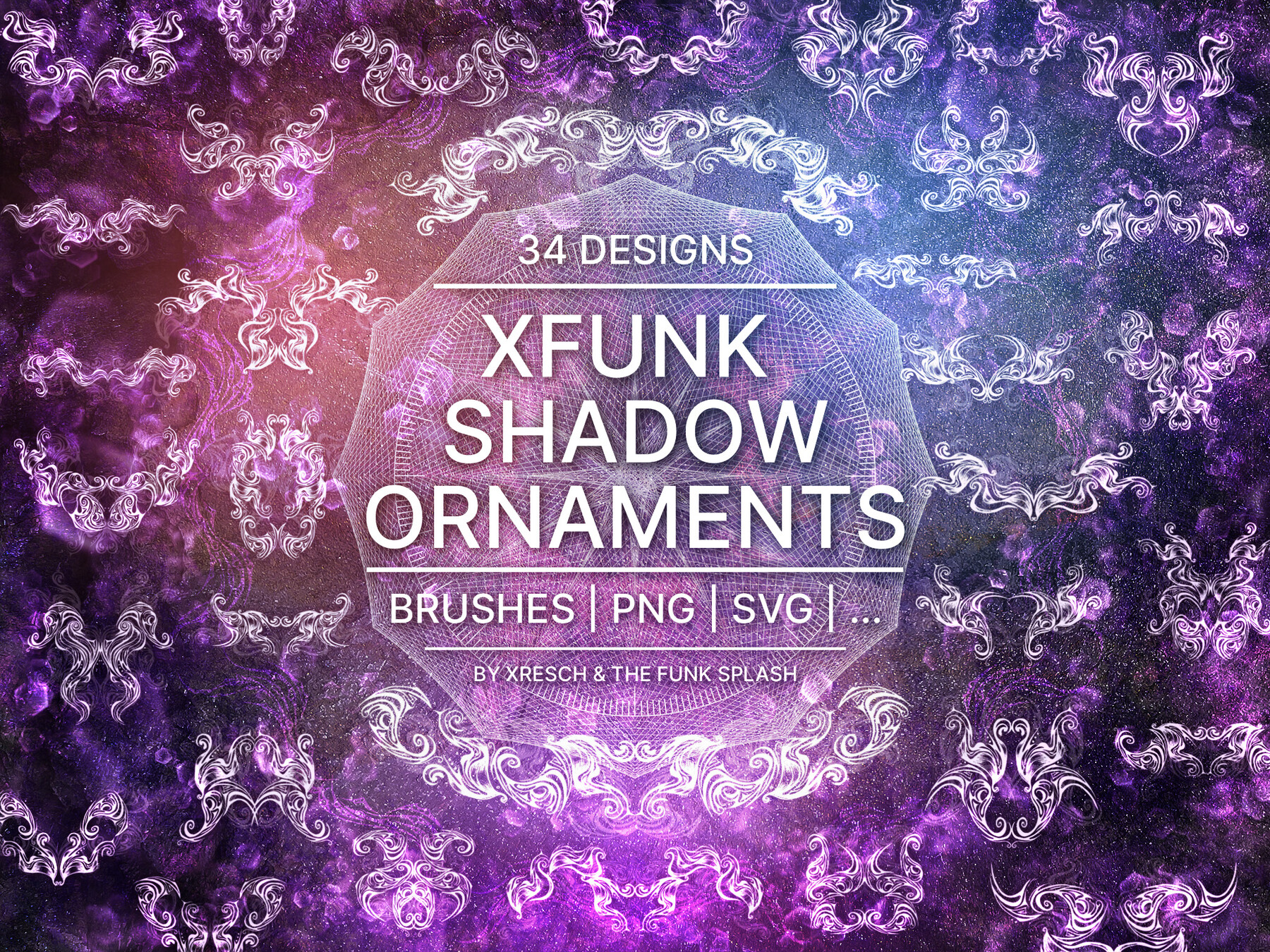 ArtStation - XFunk Shadow Ornaments (Vector, PNG, Brushes) | Brushes