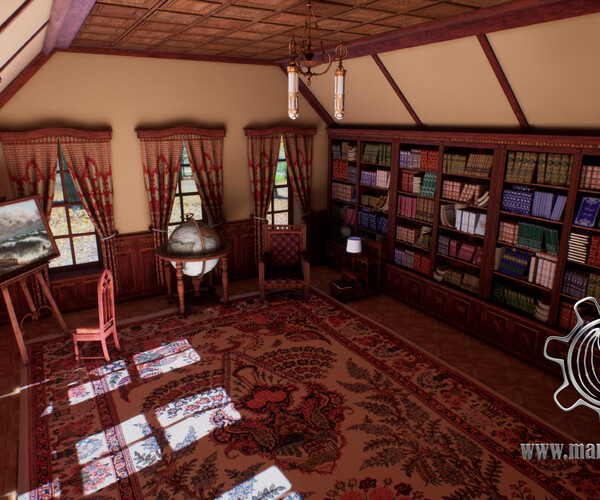 ArtStation - Victorian study room / library interior | Game Assets