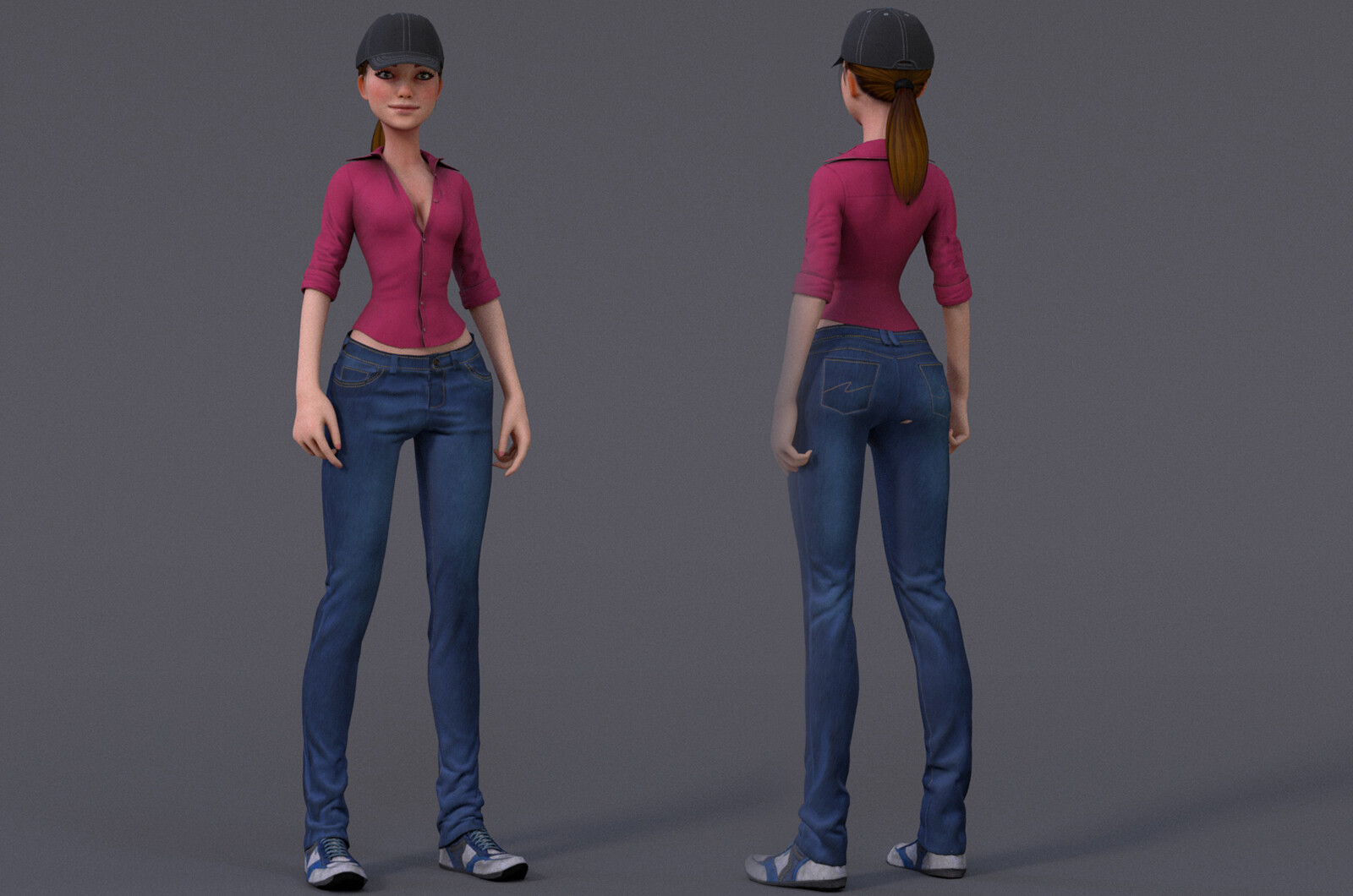 ArtStation - Kristen Cartoon Girl(Rig) V2 | Game Assets