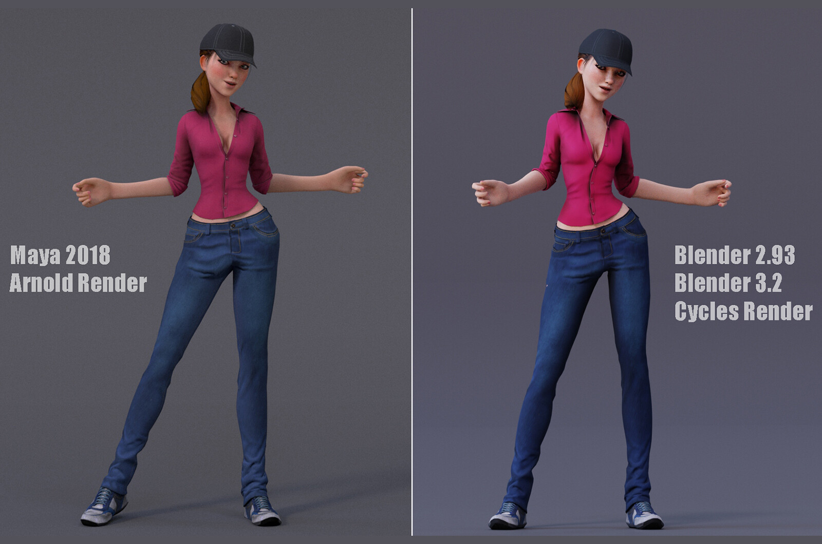 ArtStation - Kristen Cartoon Girl(Rig) V2 | Game Assets