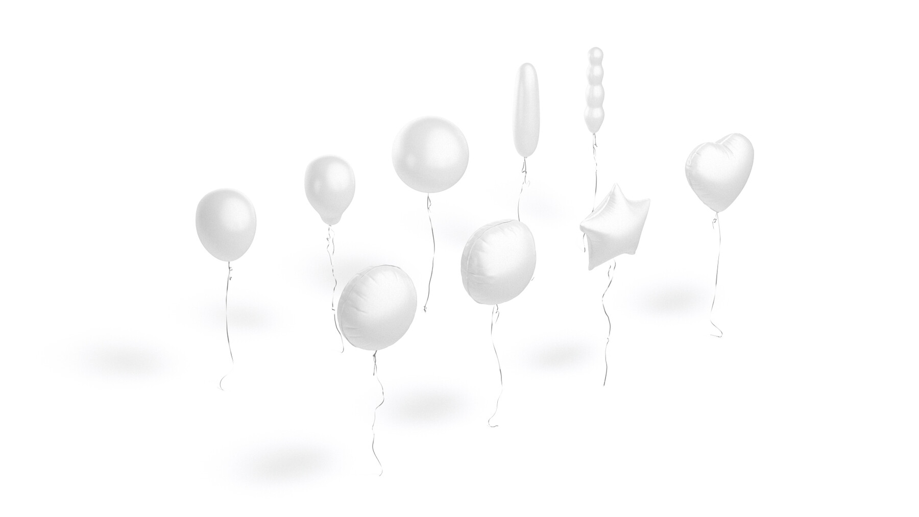 ArtStation - White Helium Balloons Set - 9 foil gift balloon shapes ...