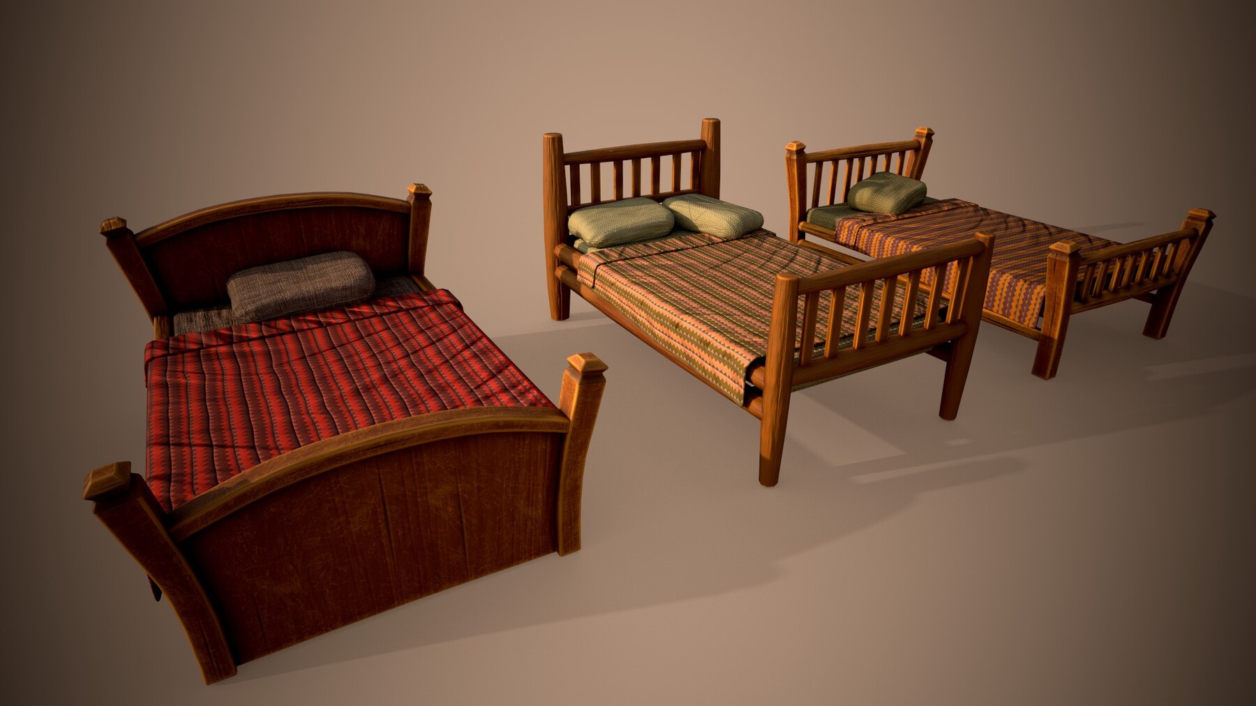 ArtStation - Set of stylized beds with pillow and blanket PBR game ...