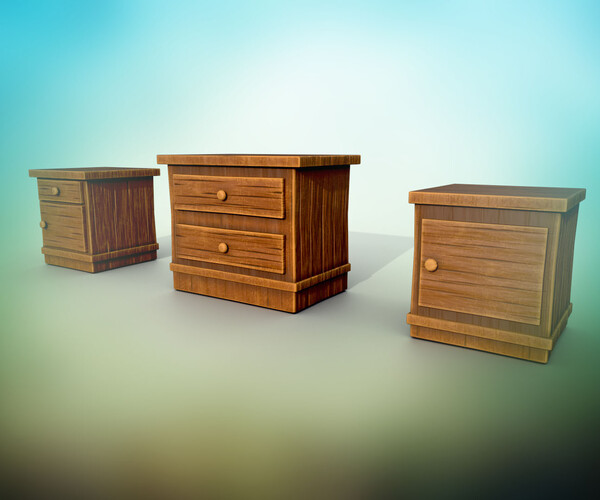 ArtStation - Stylized furniture bedside tables PBR game ready Low-poly ...