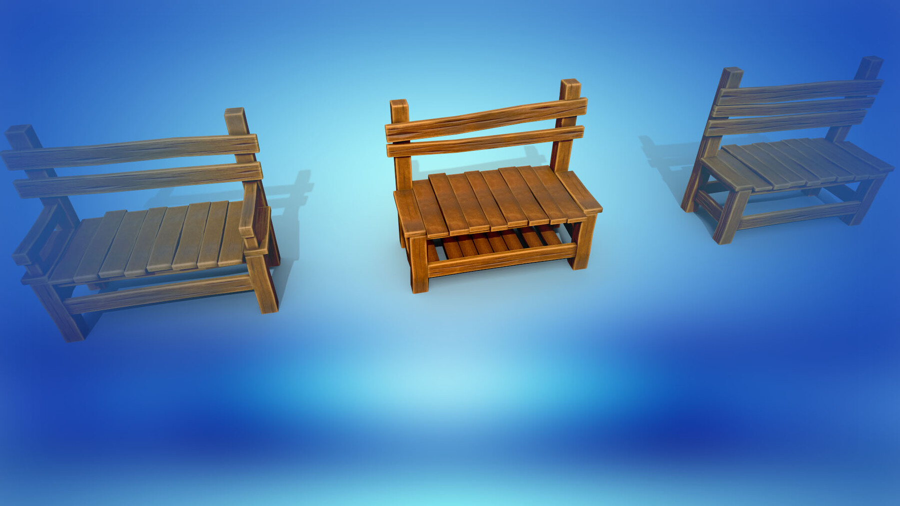 ArtStation - Stylized bench bench 3 types PBR game ready Low-poly 3D ...