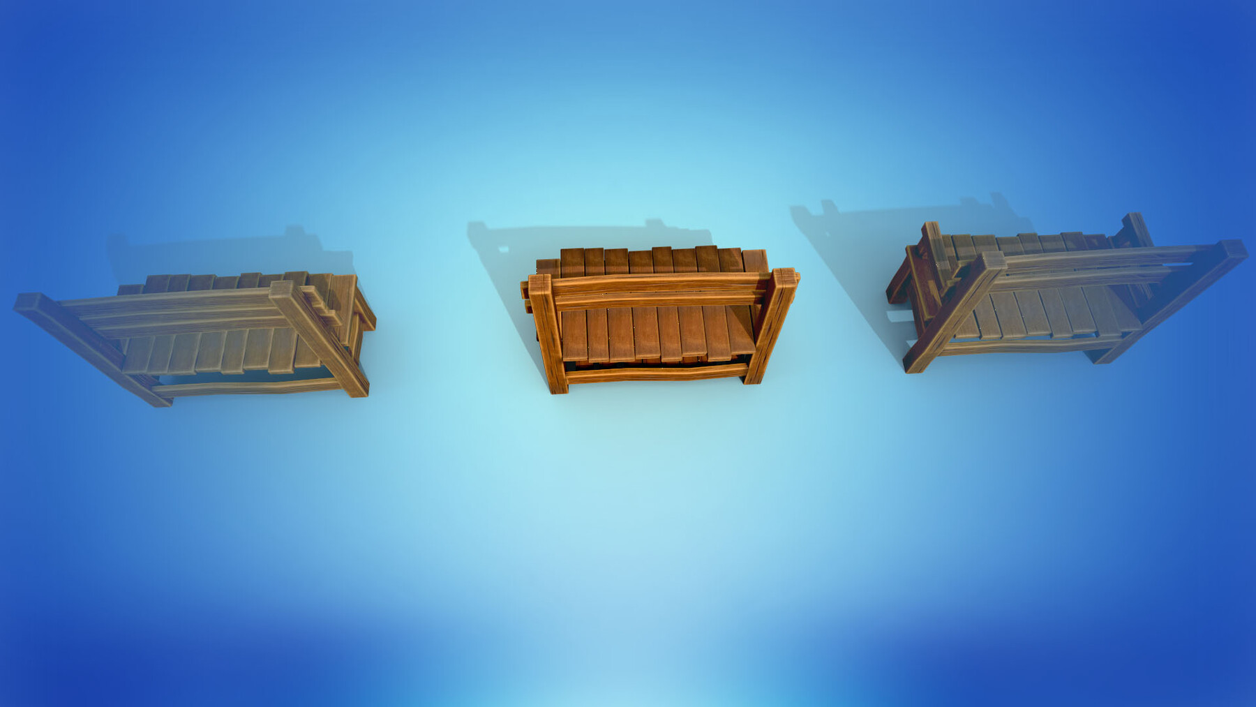 ArtStation - Stylized bench bench 3 types PBR game ready Low-poly 3D ...