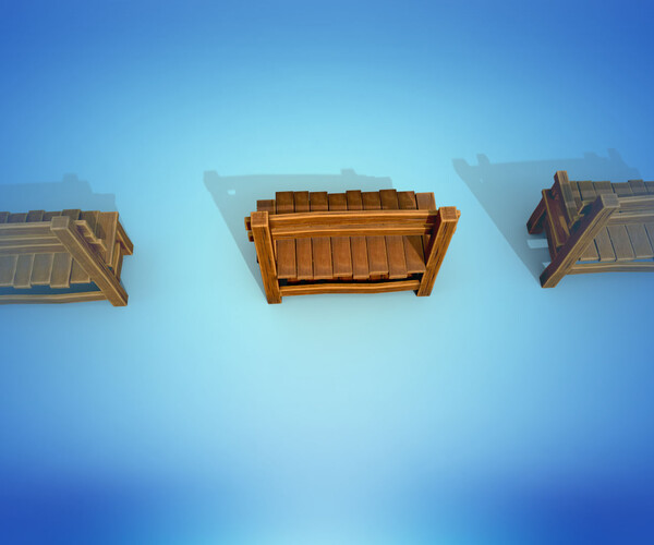 ArtStation - Stylized bench bench 3 types PBR game ready Low-poly 3D ...