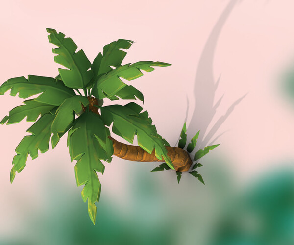 ArtStation - Stylized palm tree PBR game ready Low-poly 3D model ...
