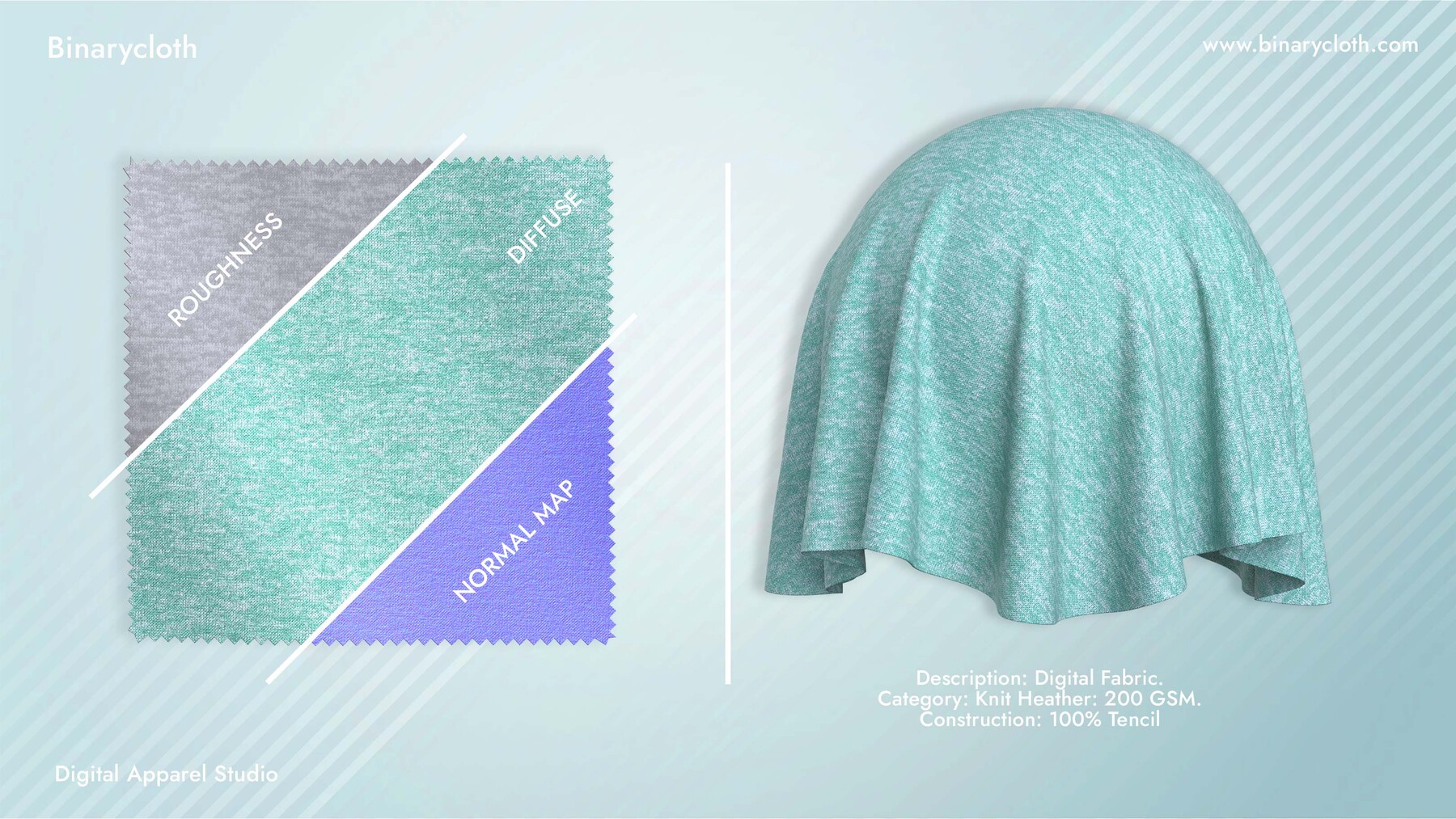 ArtStation - Knit Jersey Cyan Green Colored Heather Fabric | Game Assets