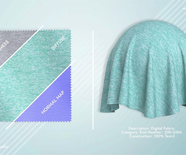 ArtStation - Knit Jersey Cyan Green Colored Heather Fabric | Game Assets