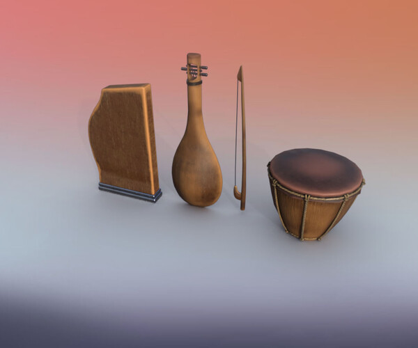 ArtStation - Musical instruments drum flute balalaika PBR game ready ...