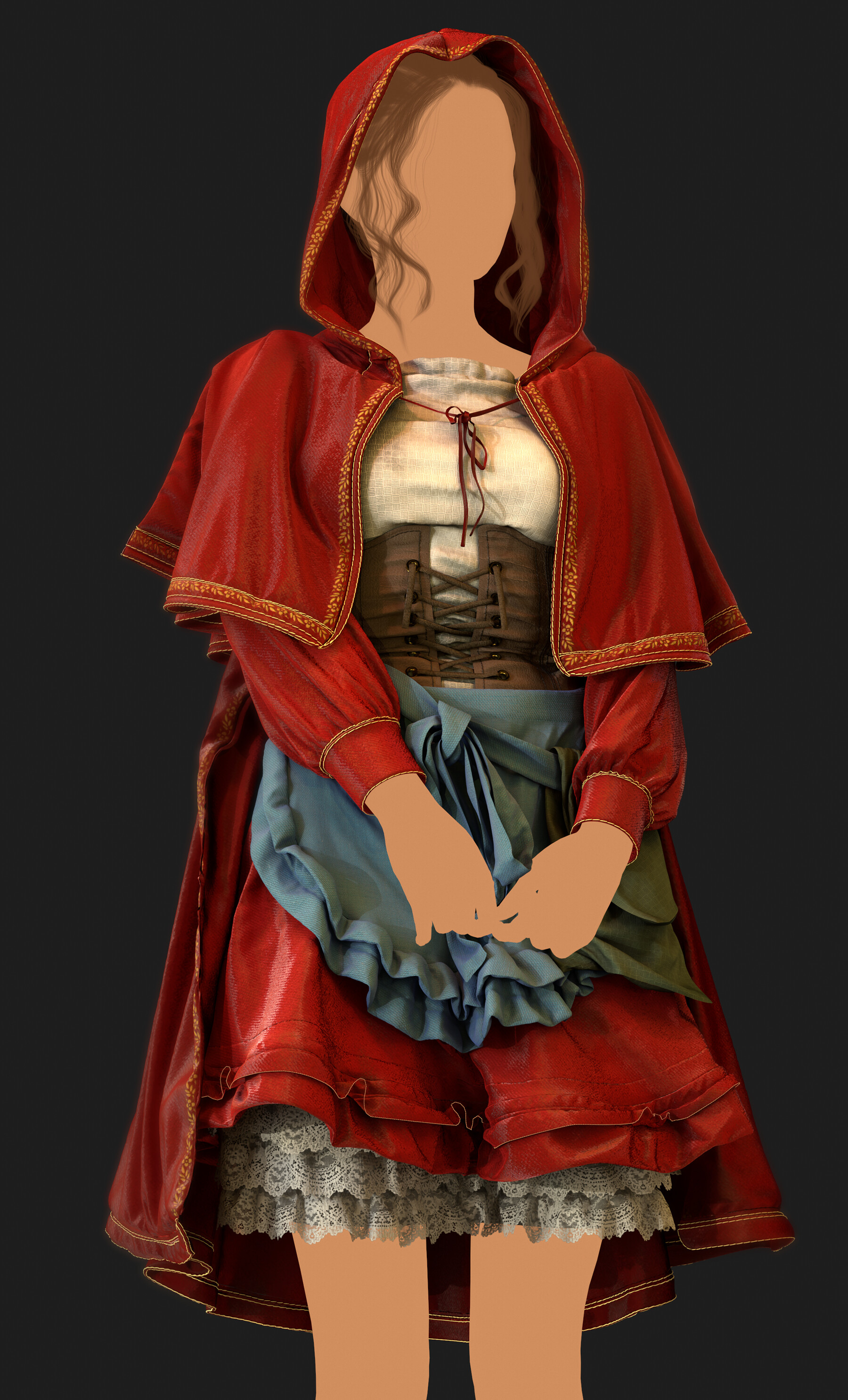 ArtStation - Medival outfit: Little Red Hood Marvelous Designer Project ...