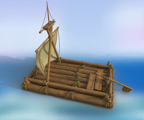 ArtStation - Wooden stylized raft PBR low-poly game ready Low-poly 3D ...