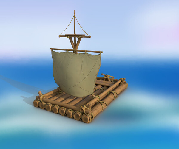 ArtStation - Wooden stylized raft PBR low-poly game ready Low-poly 3D ...