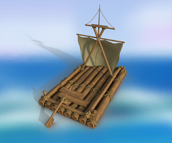 ArtStation - Wooden stylized raft PBR low-poly game ready Low-poly 3D ...