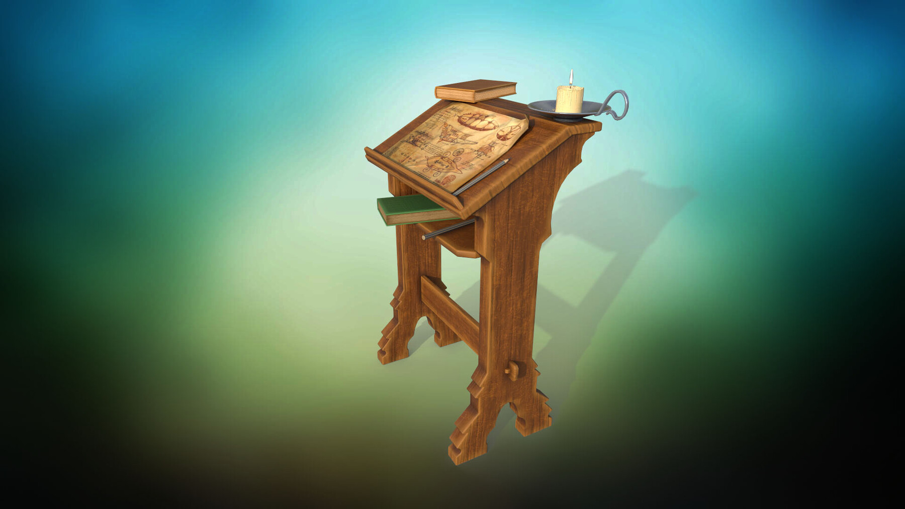 ArtStation - stylized fantasy rack shelf for books and blueprints PBR ...