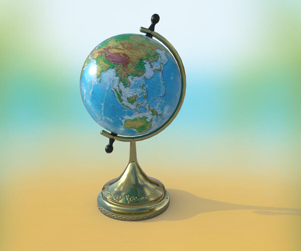 ArtStation - Globe world map PBR low-poly 3D model | Resources