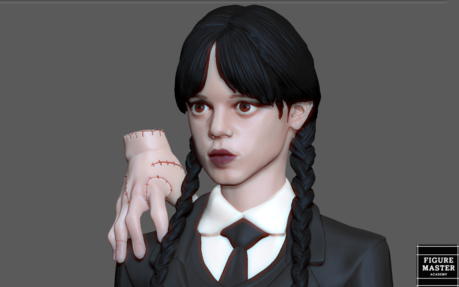 ArtStation - WEDNESDAY ADDAMS UNIFORM GIRL CHARACTER 3D PRINT | Resources