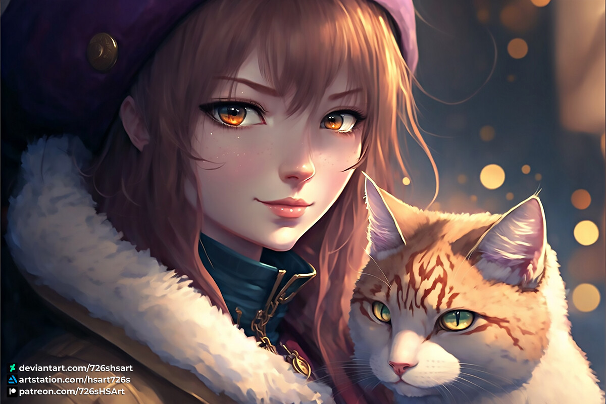 ArtStation - (15) Cat lover (winter) 5 | Artworks