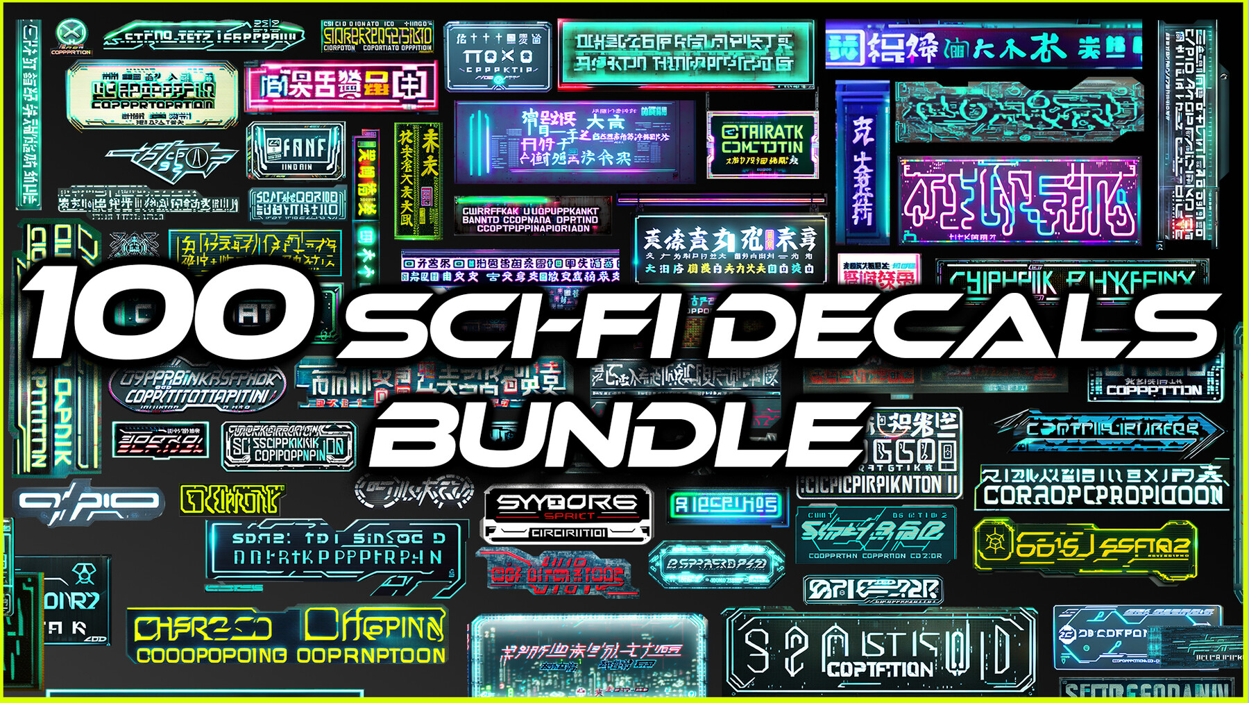 ArtStation - 100 Sci-Fi Cyberpunk Decal Maps Bundle | Game Assets