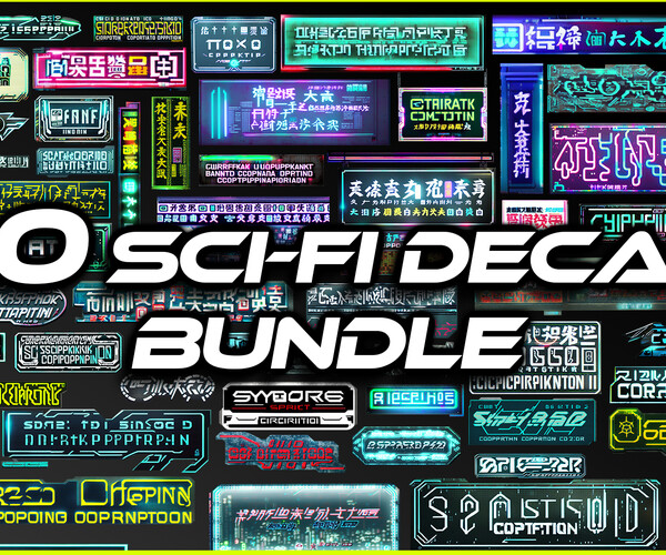 ArtStation - 100 Sci-Fi Cyberpunk Decal Maps Bundle | Game Assets