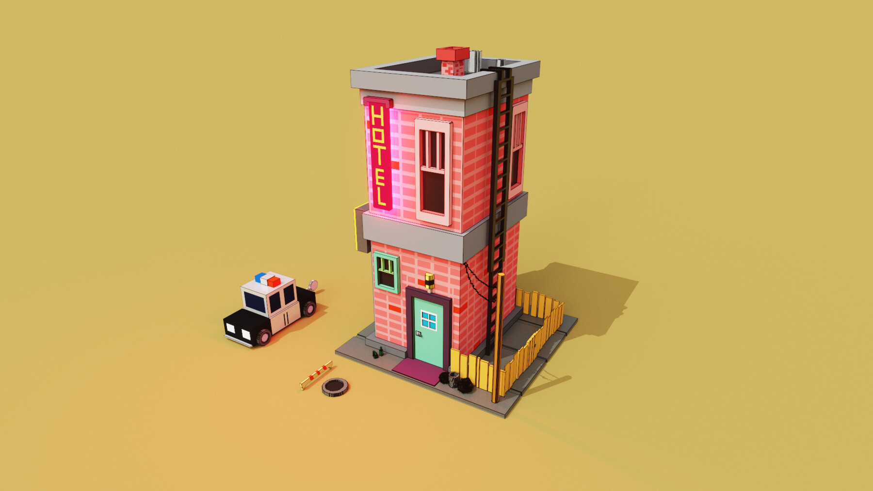 ArtStation - Voxel 3D isometric hotel model | Game Assets