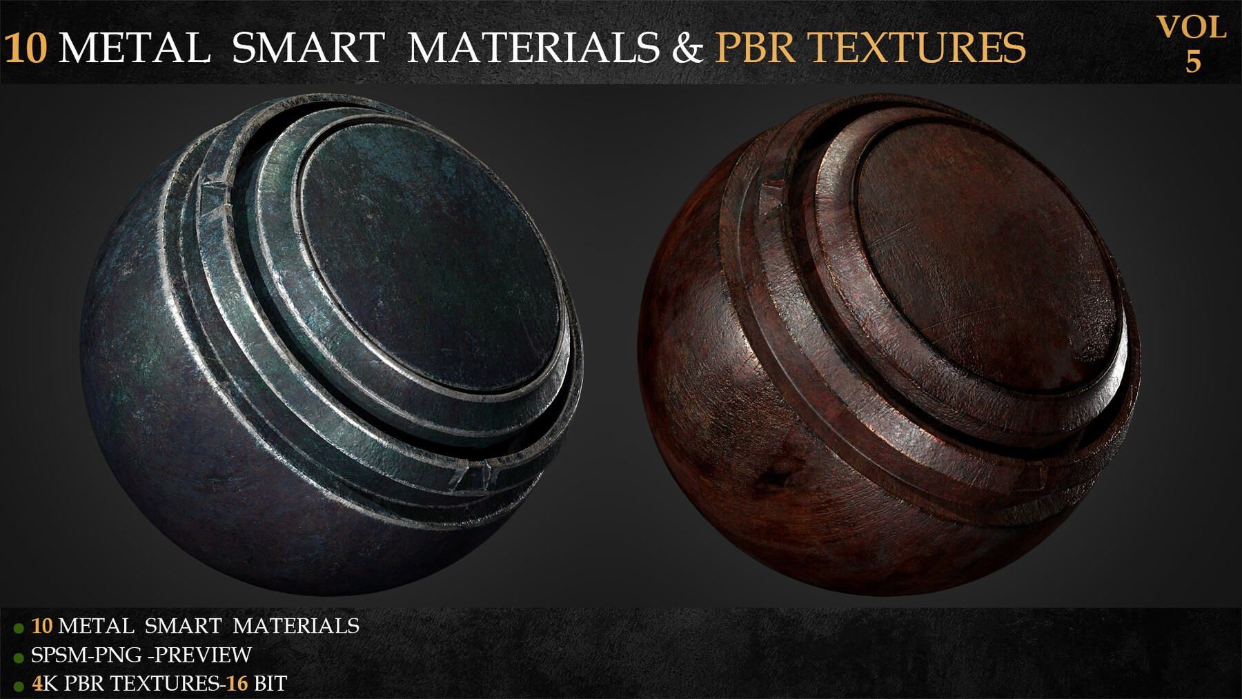ArtStation - 10 METAL SMART MATERIALS & PBR TEXTURES-VOL 5 | Resources