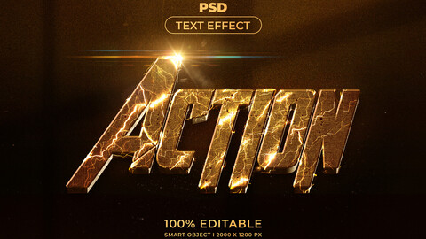 ArtStation - 3D Action PSD fully editable text effect. Layer style PSD ...