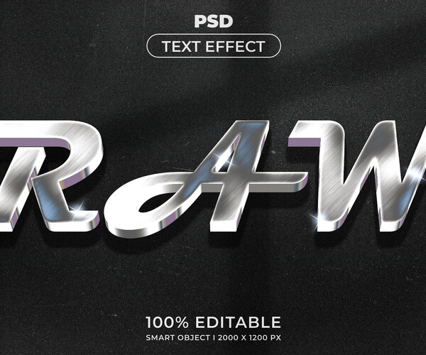 ArtStation - 3D RAW PSD fully editable text effect. Layer style PSD ...