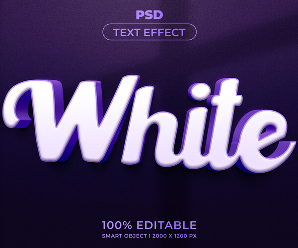 ArtStation - 3D White PSD fully editable text effect. Layer style PSD ...