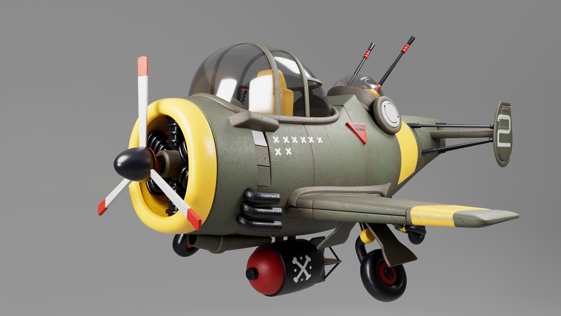 ArtStation - 3D airplane Bomber Modeling texturing with substance ...