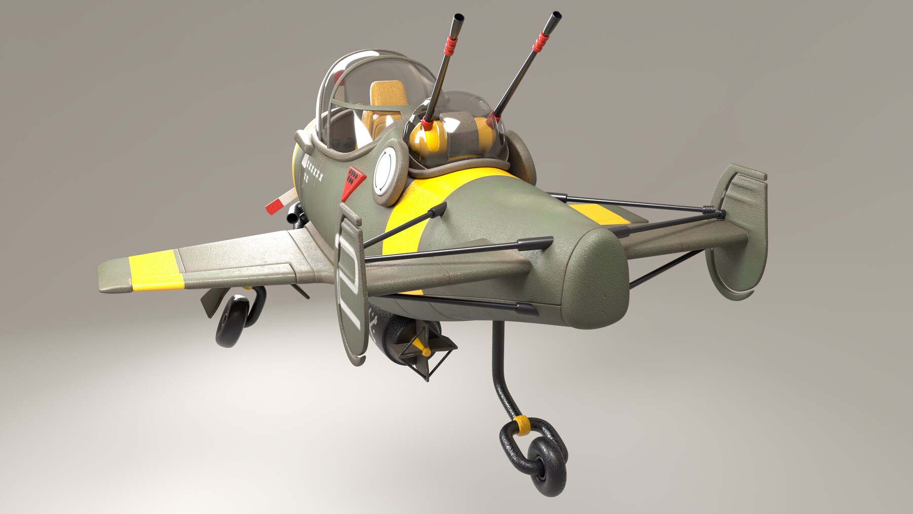 ArtStation - 3D airplane Bomber Modeling texturing with substance painter | Game Assets