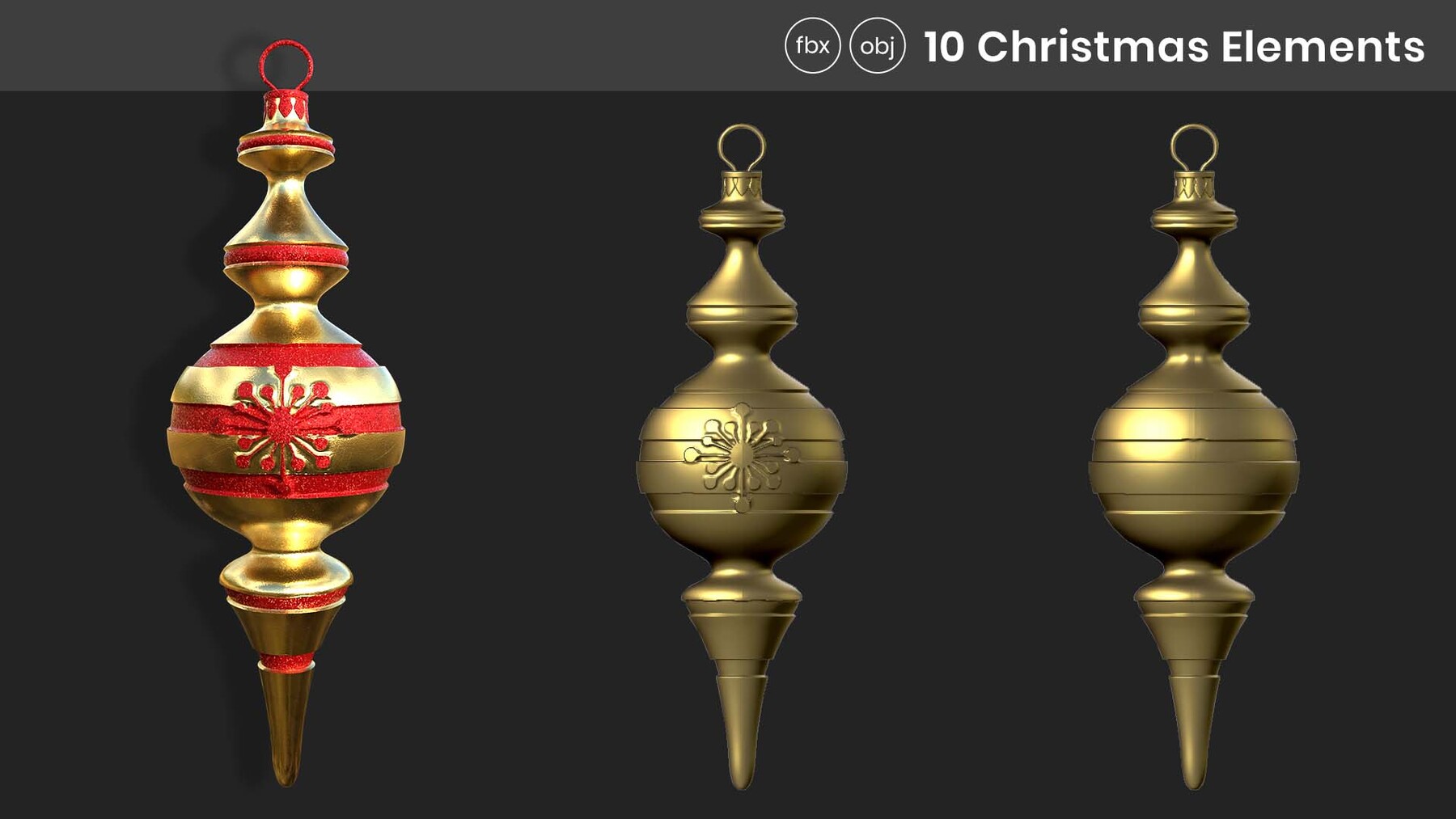 ArtStation - 10 Christmas Ornaments | Game Assets