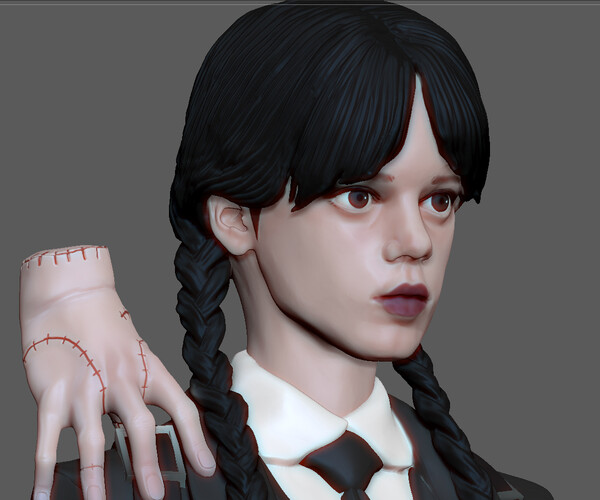 ArtStation - WEDNESDAY ADDAMS UNIFORM GIRL CHARACTER 3D PRINT | Resources