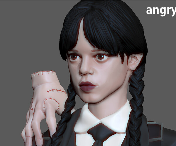 ArtStation - WEDNESDAY ADDAMS UNIFORM GIRL CHARACTER 3D PRINT | Resources