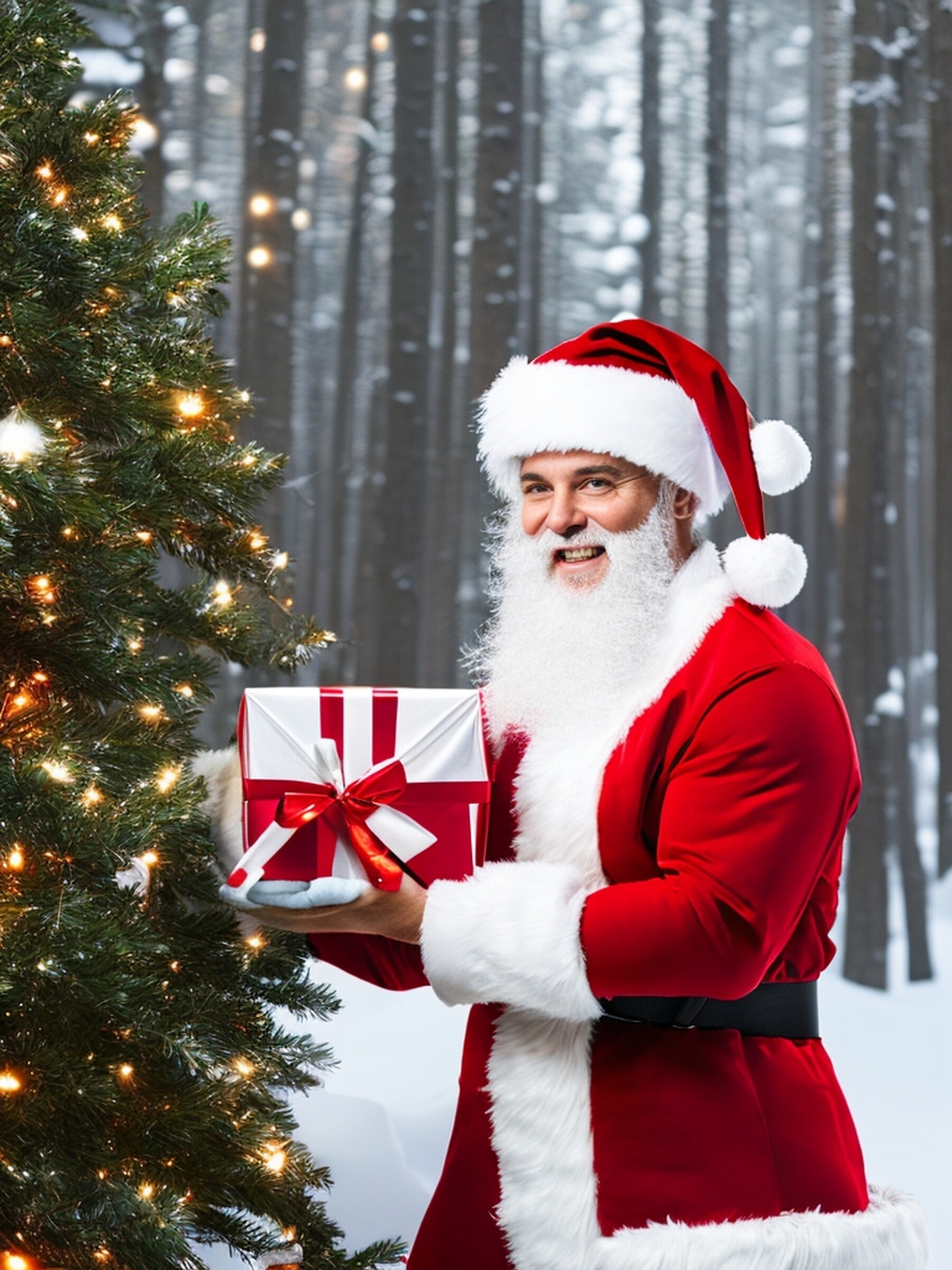 ArtStation - Santa with present box in snowy forest | Artworks
