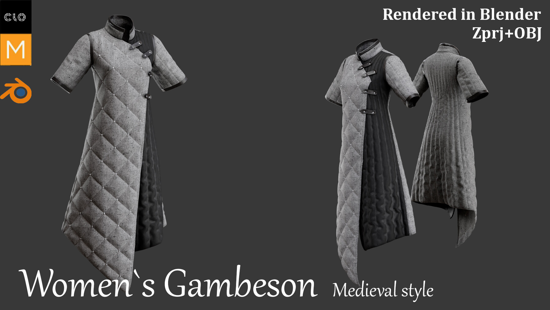ArtStation - Medieval Women`s Gambeson. Marvelous designer and Clo3D ...