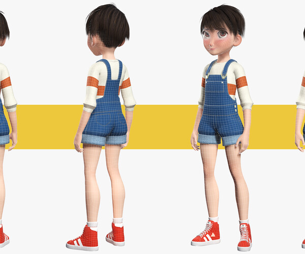 ArtStation - Young Teen Girl Rigged Character HQ Low-poly 3D model ...