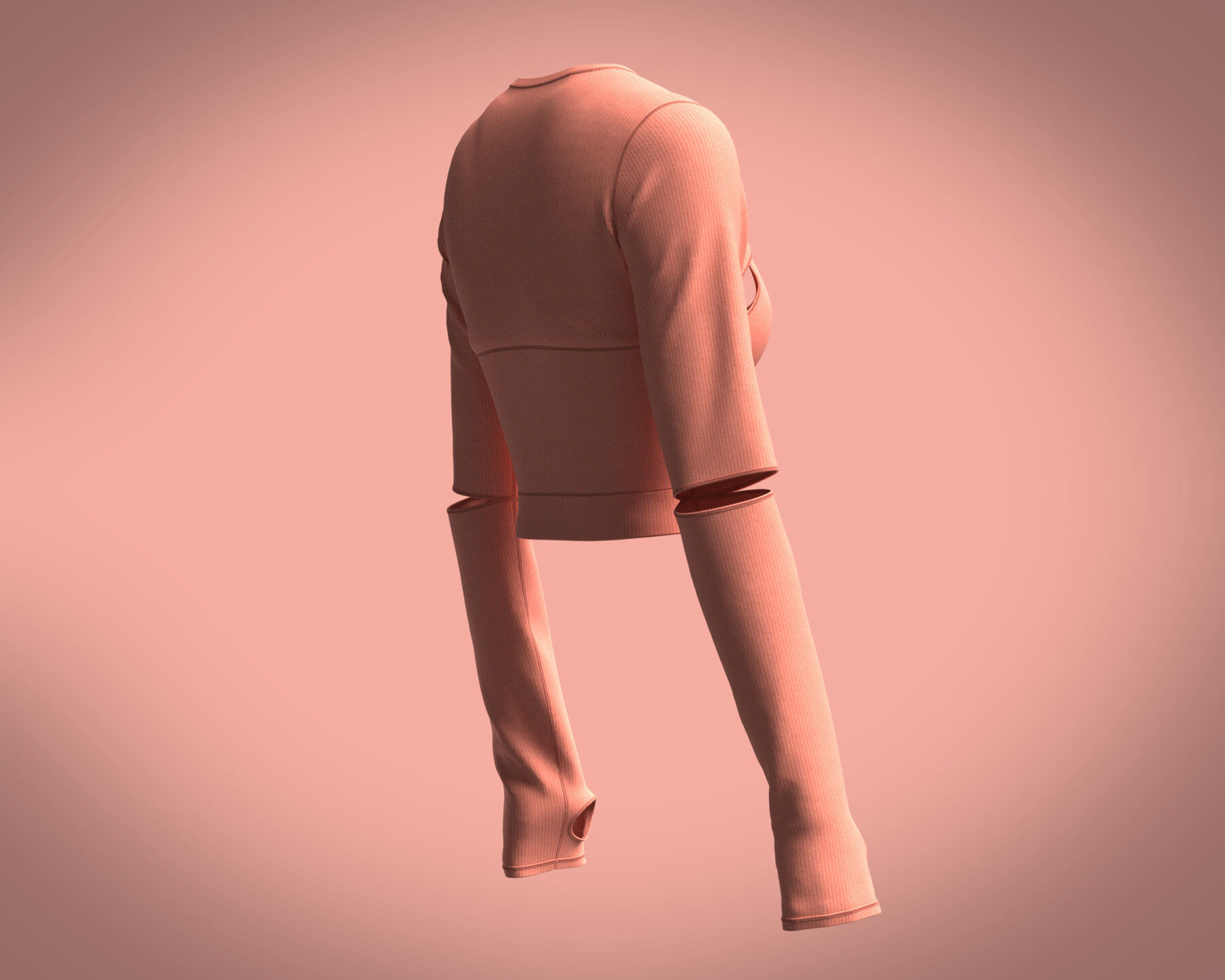 ArtStation - Girls long sleeve rib top with Ribbed Bra-Crown Neck ...