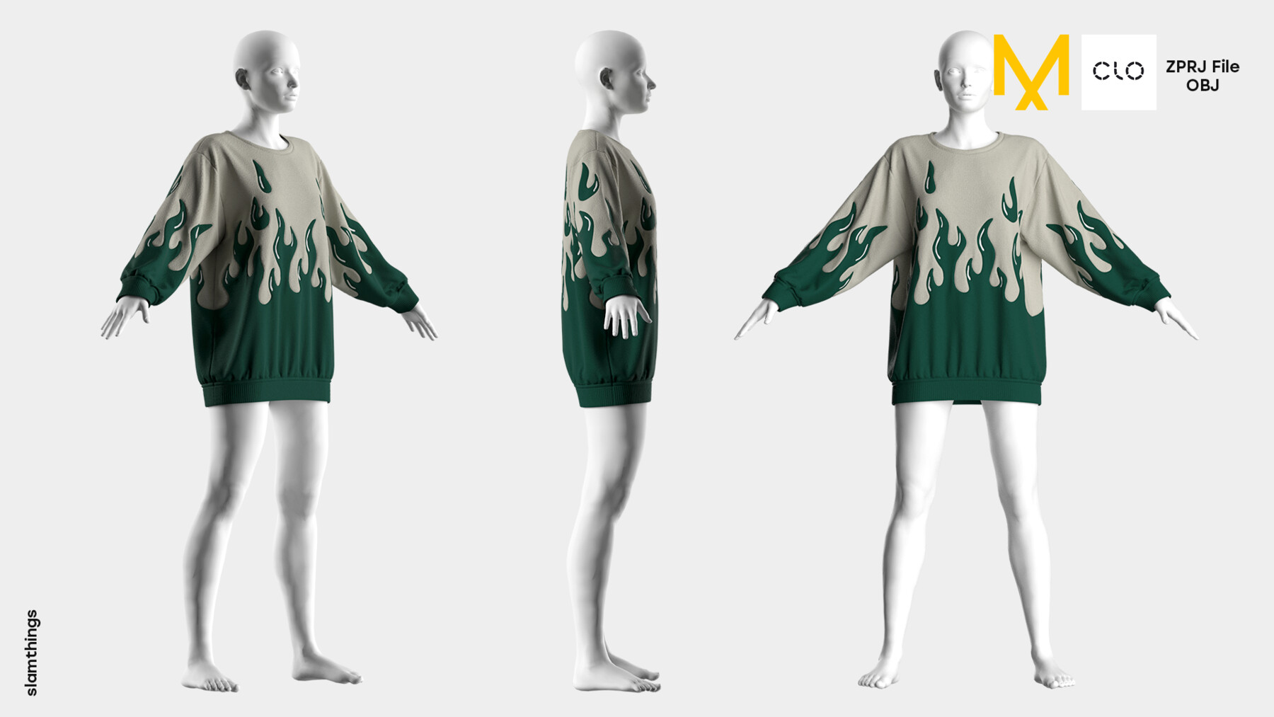 ArtStation - Streetwear Flames Sweater #007 - Clo 3D / Marvelous ...