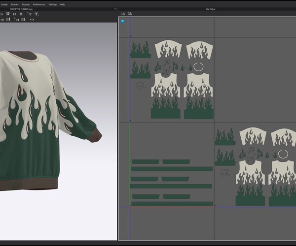 ArtStation - Streetwear Flames Sweater #007 - Clo 3D / Marvelous ...