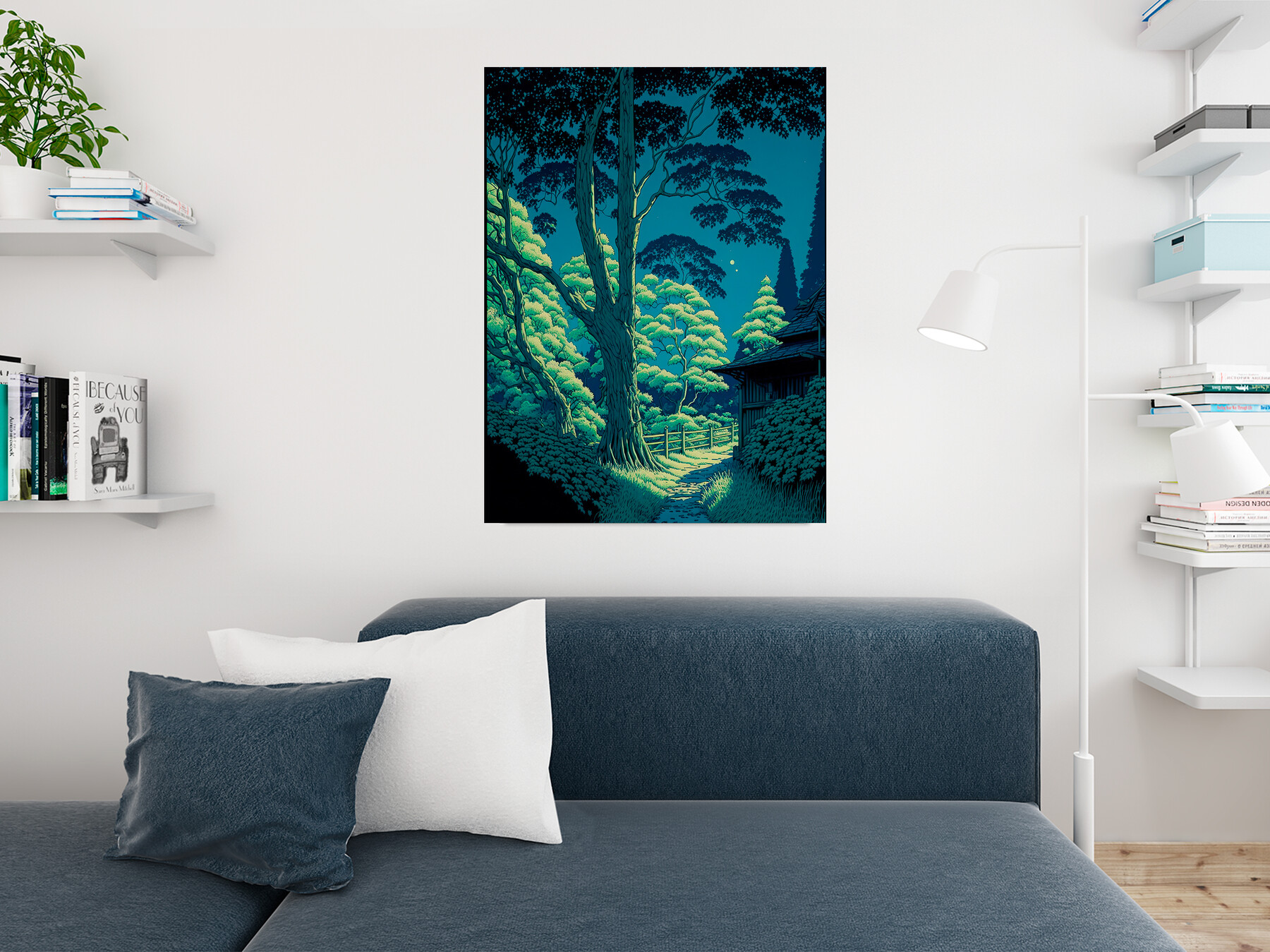 ArtStation - Japanese night forest woodblock print digital art | Artworks