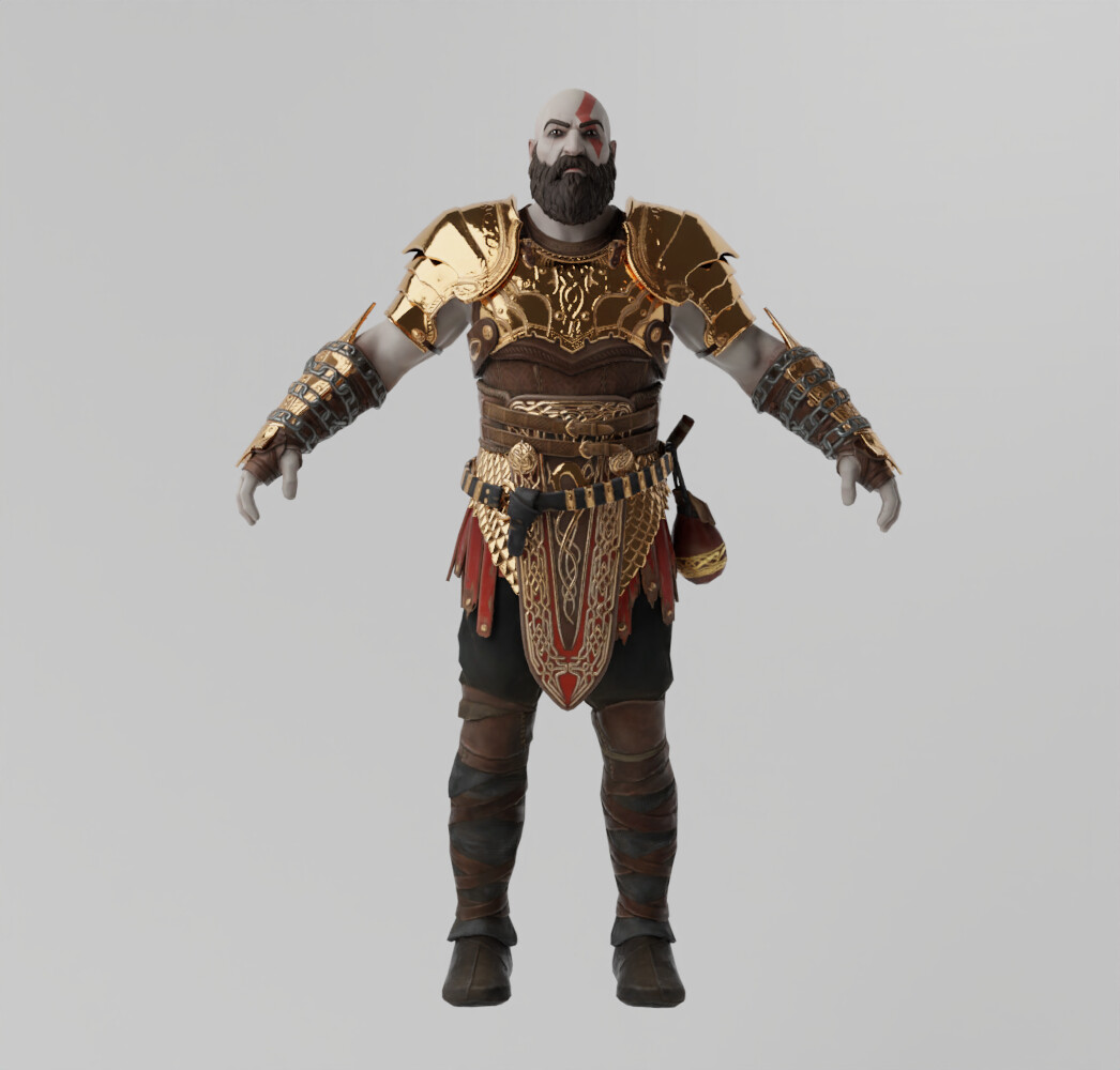 ArtStation - Kratos Golden Armor Lowpoly Rigged | Resources