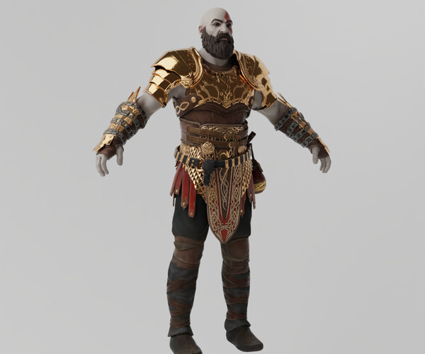 ArtStation - Kratos Golden Armor Lowpoly Rigged | Resources
