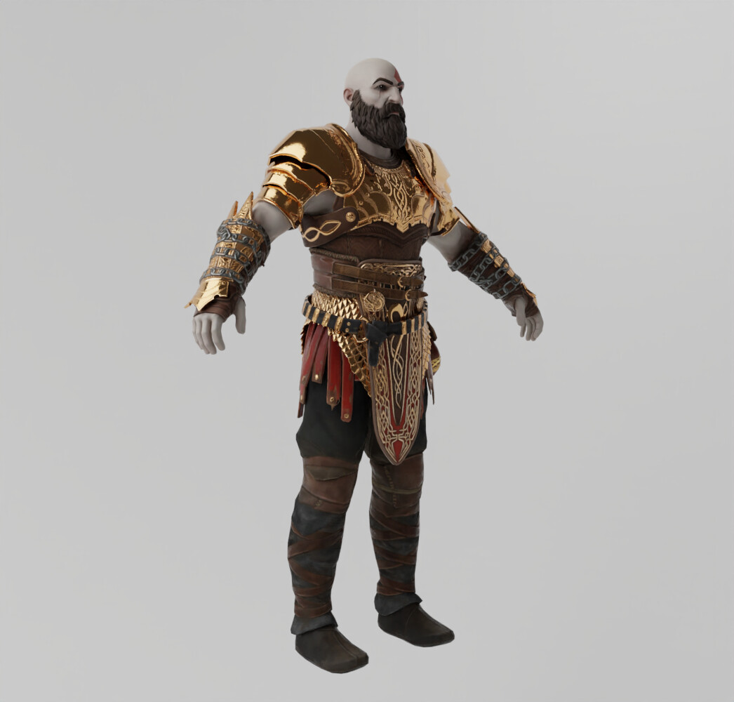 ArtStation - Kratos Golden Armor Lowpoly Rigged | Resources