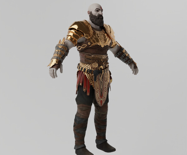 ArtStation - Kratos Golden Armor Lowpoly Rigged | Resources