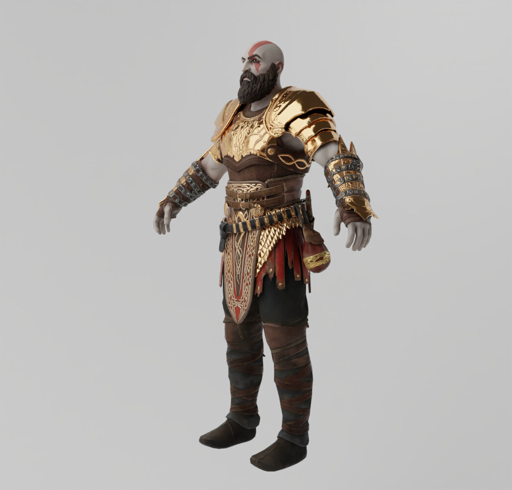 ArtStation - Kratos Golden Armor Lowpoly Rigged | Resources