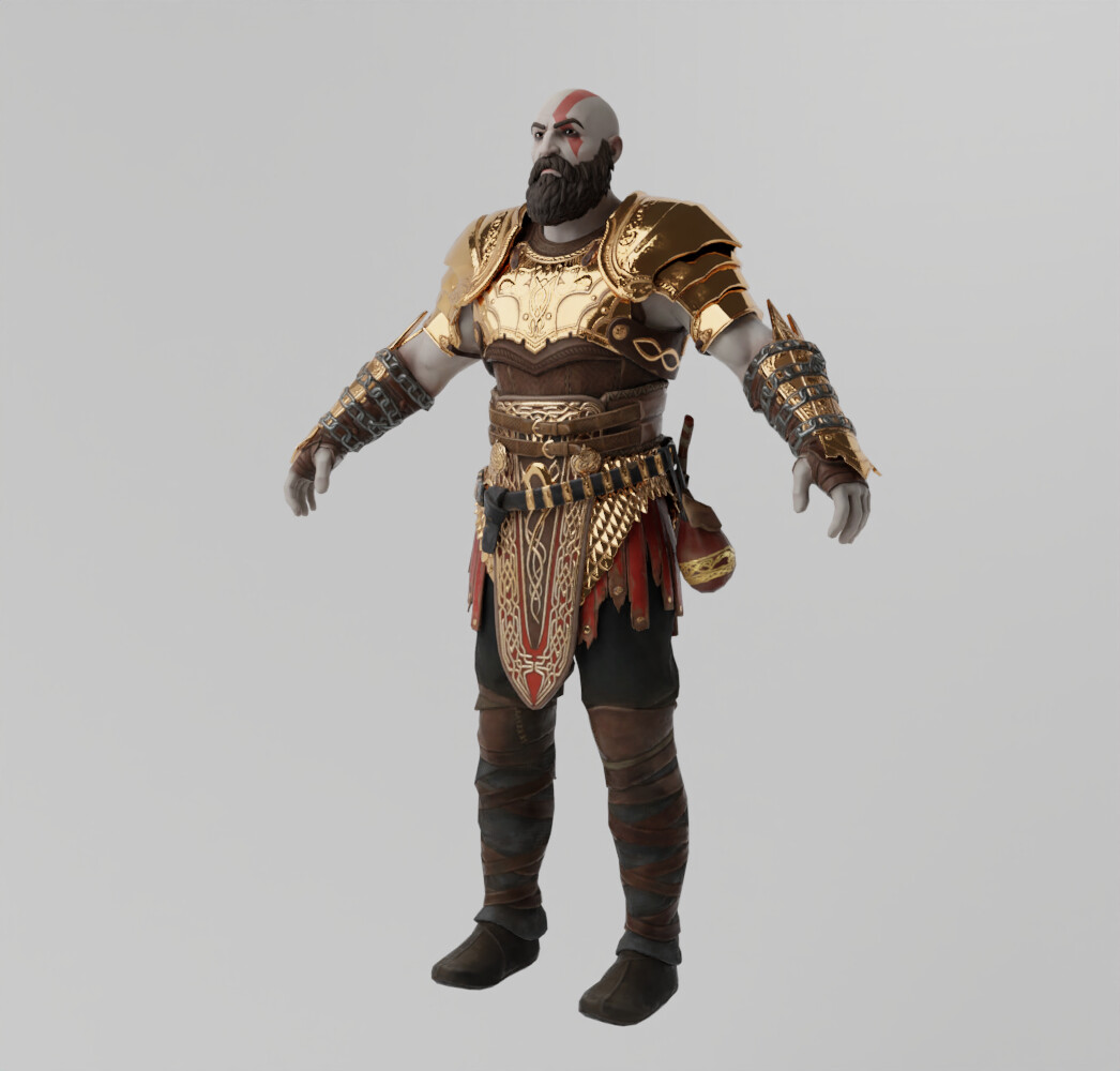 ArtStation - Kratos Golden Armor Lowpoly Rigged | Resources
