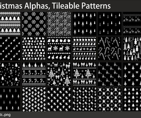 Artstation 100 Christmas Alphas Tileable Patterns Vol 3 Brushes