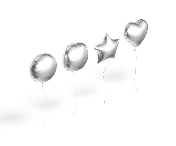 ArtStation - Silver Helium Balloons Set – 4 foil gift balloon shapes ...